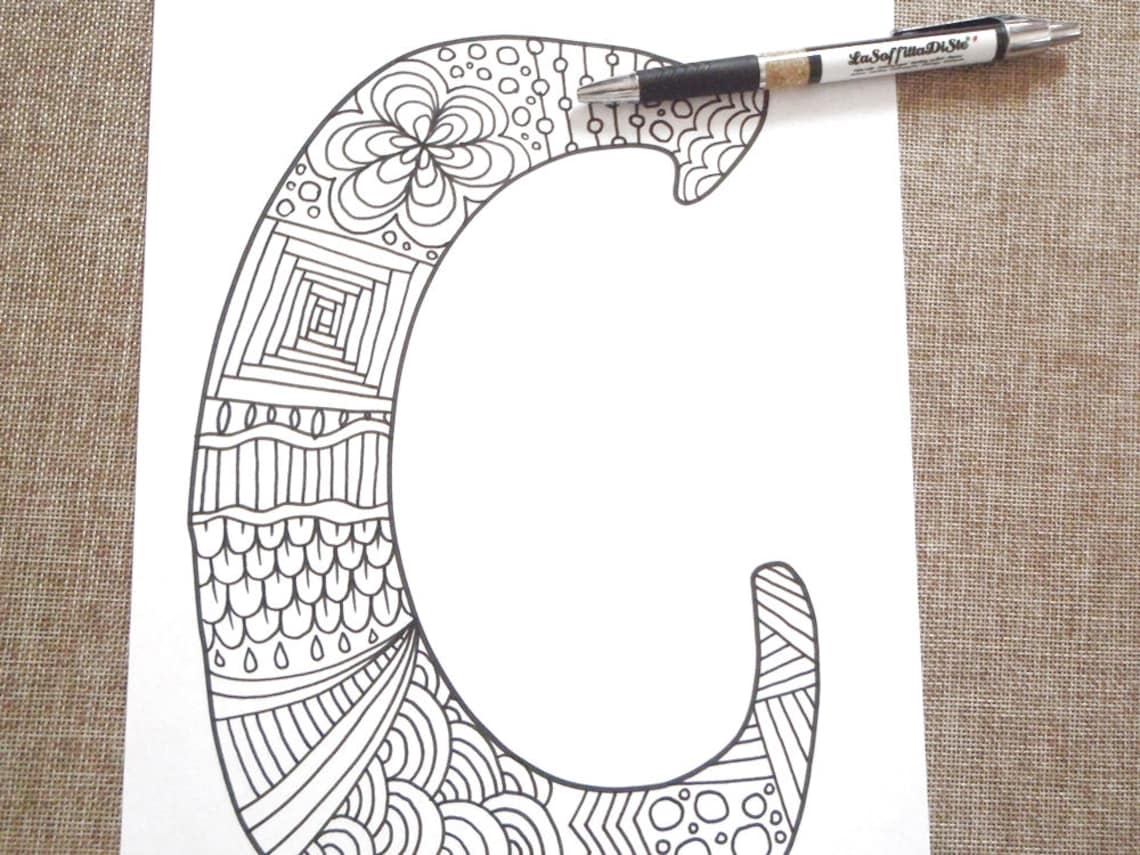 C lettera da colorare adulti C bambini alfabeto lettere | Etsy
