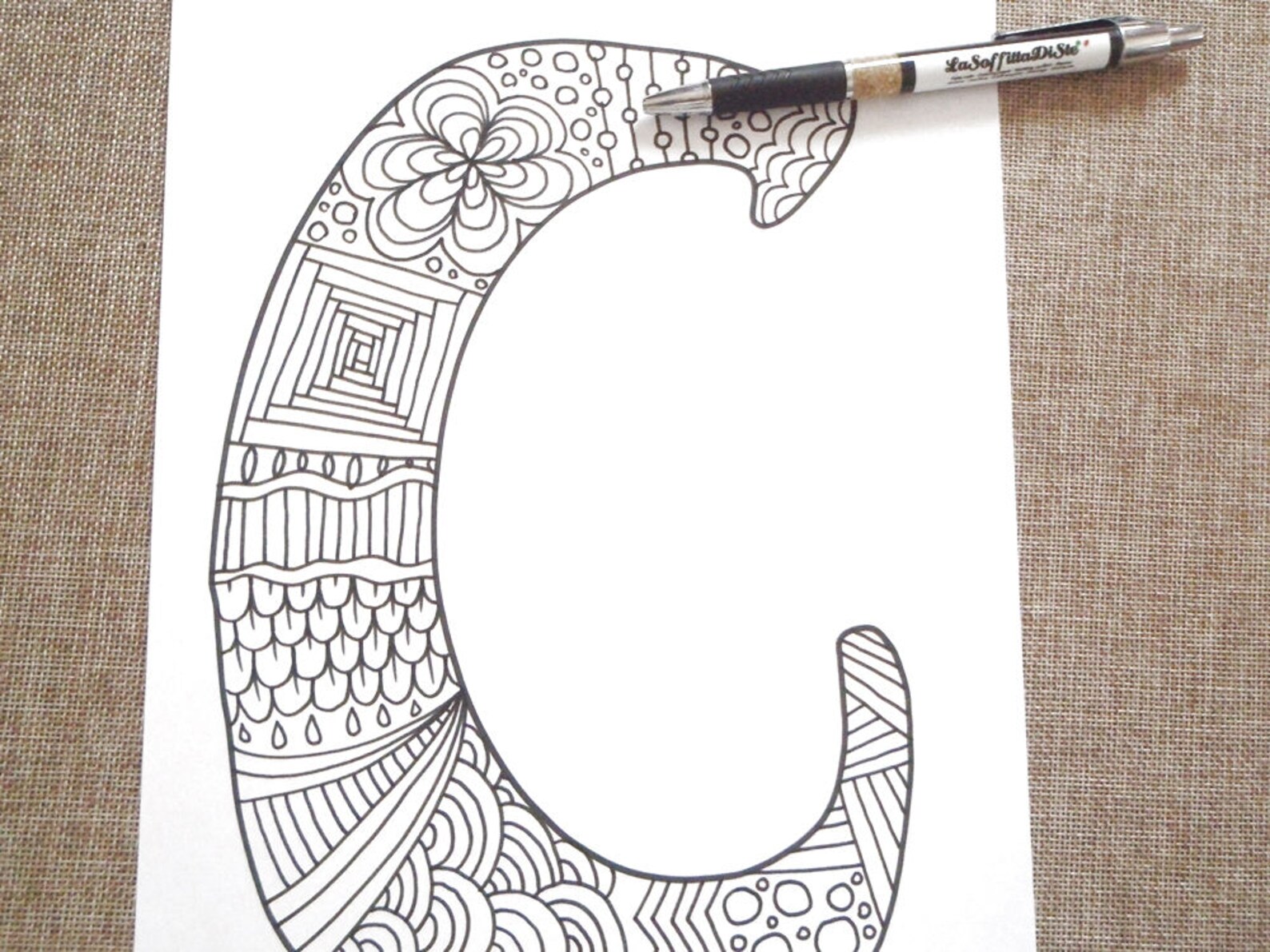 C Letter Colouring Alphabet Kids Adult Coloring Book Lettering | Etsy