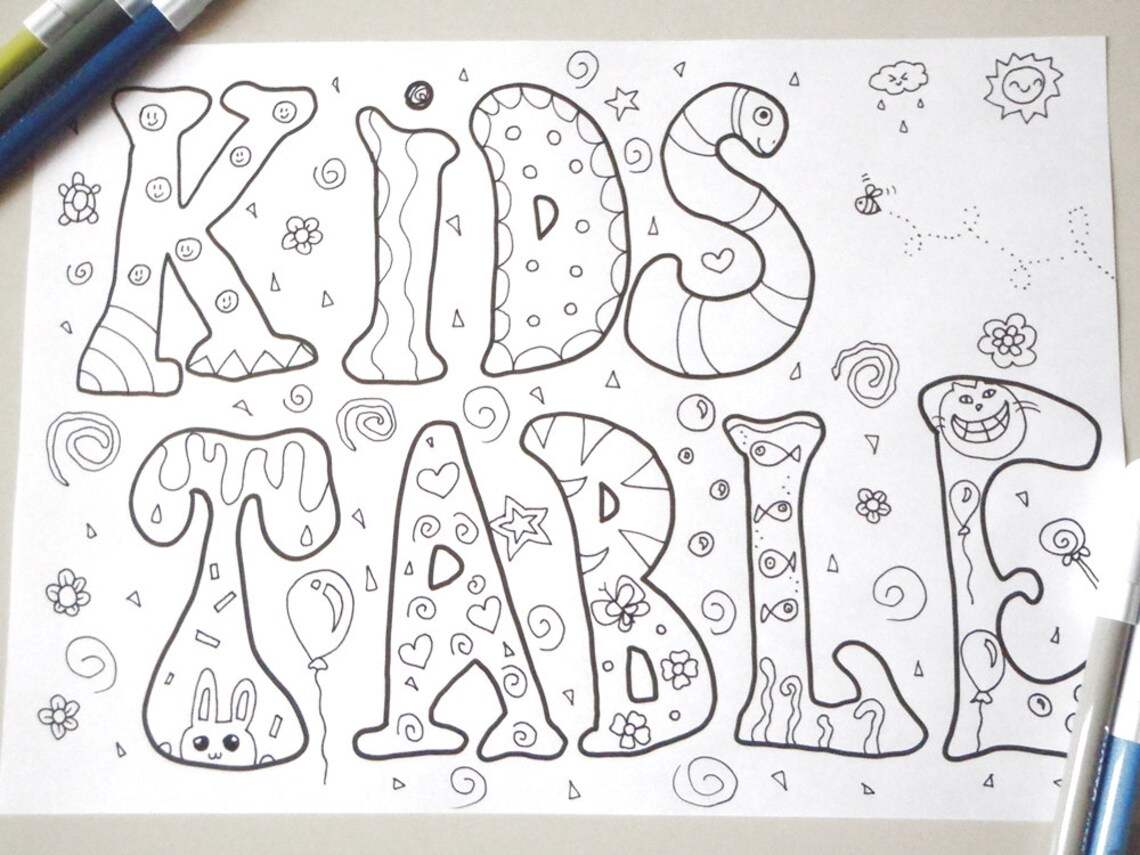 Kids table sign coloring wedding printable wedding decor party | Etsy