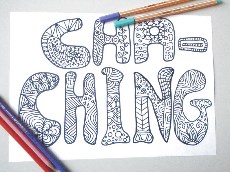 Cha Ching DOWNLOAD Etsy Sales Notification Coloring Book Page Etsy ...