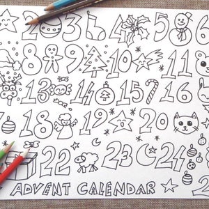 Advent Calendar to Color Christmas Kids Xmas Coloring Adventskalender ...