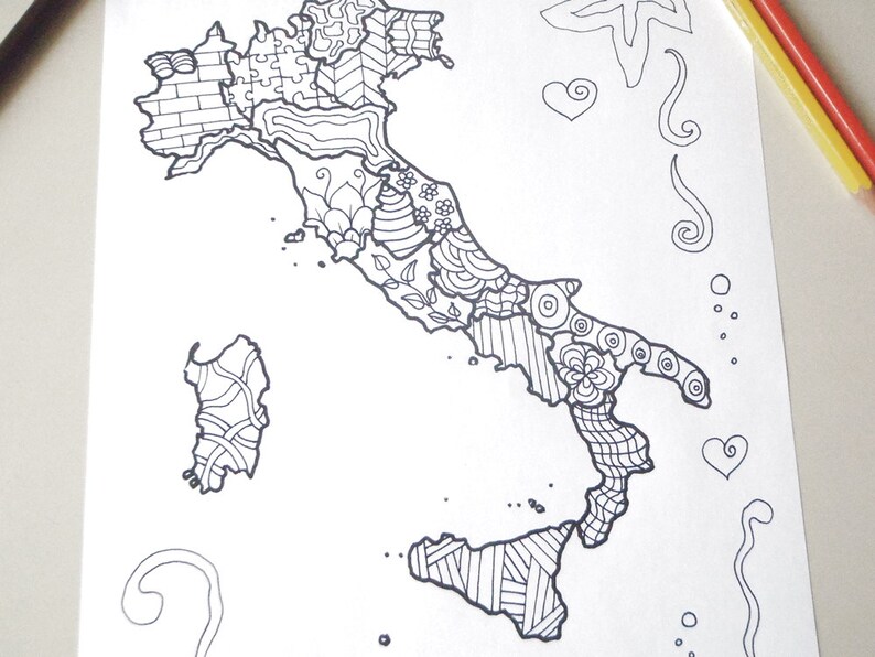 Italy Map Italian Adult Coloring Page Kids Travel Map Download ...