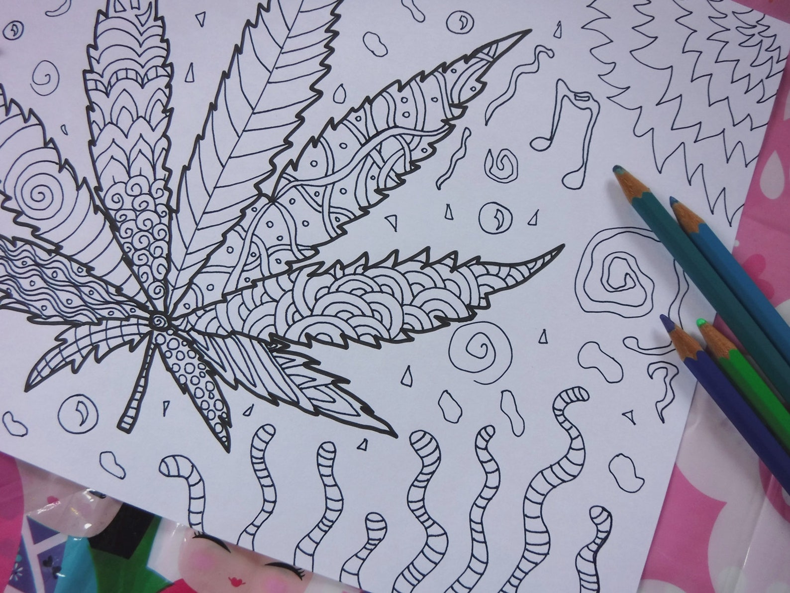Marijuana Adult Coloring Cannabis Leaf Relax Gānjā - Etsy