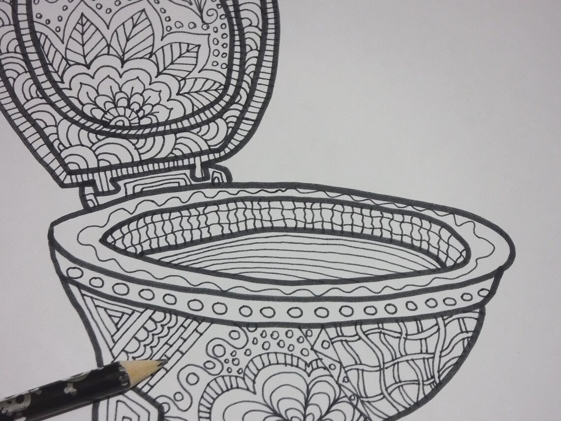 Coloring Wc Printable Page Digital Art Colouring | Etsy