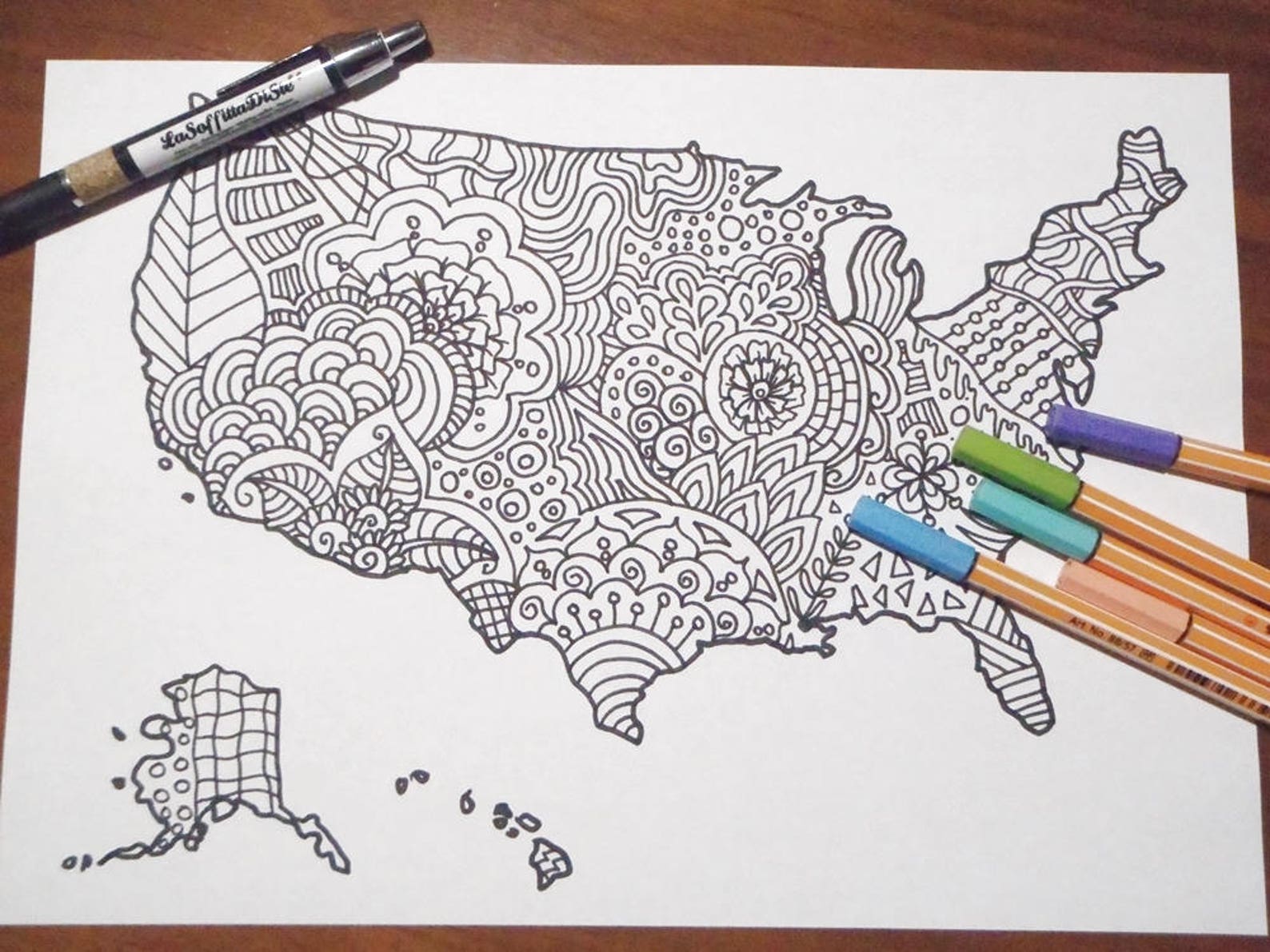 Coloring united states america US map kids adult etsy sales | Etsy
