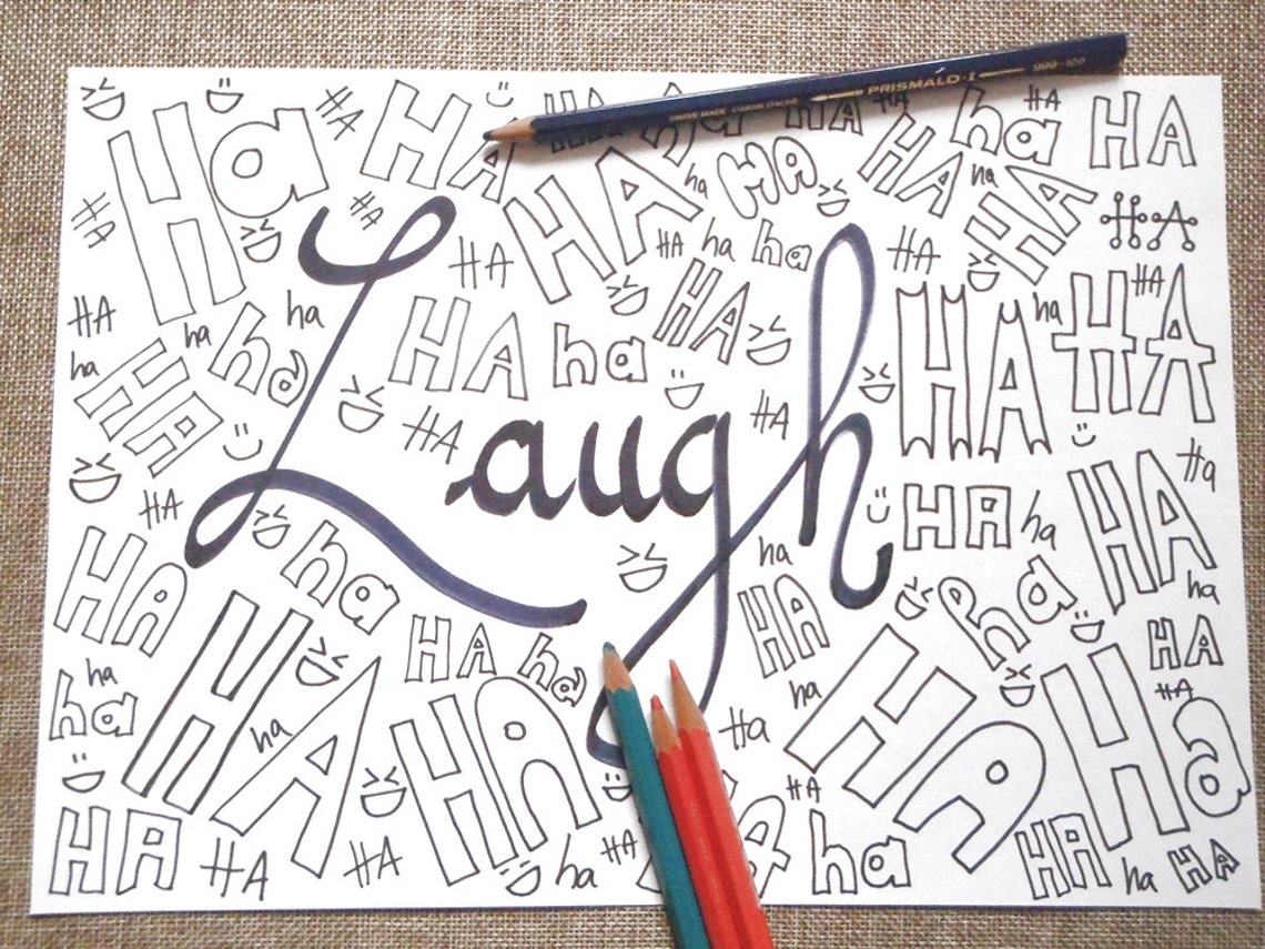 Laugh Coloring Page Book Kids Adults Page Instant Download | Etsy