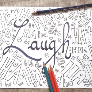Laugh Coloring Page Book Kids Adults Page Instant Download Colouring ...