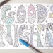 Goodnight Coloring Book Page Kids Good Night Insomnia Therapy Adults ...