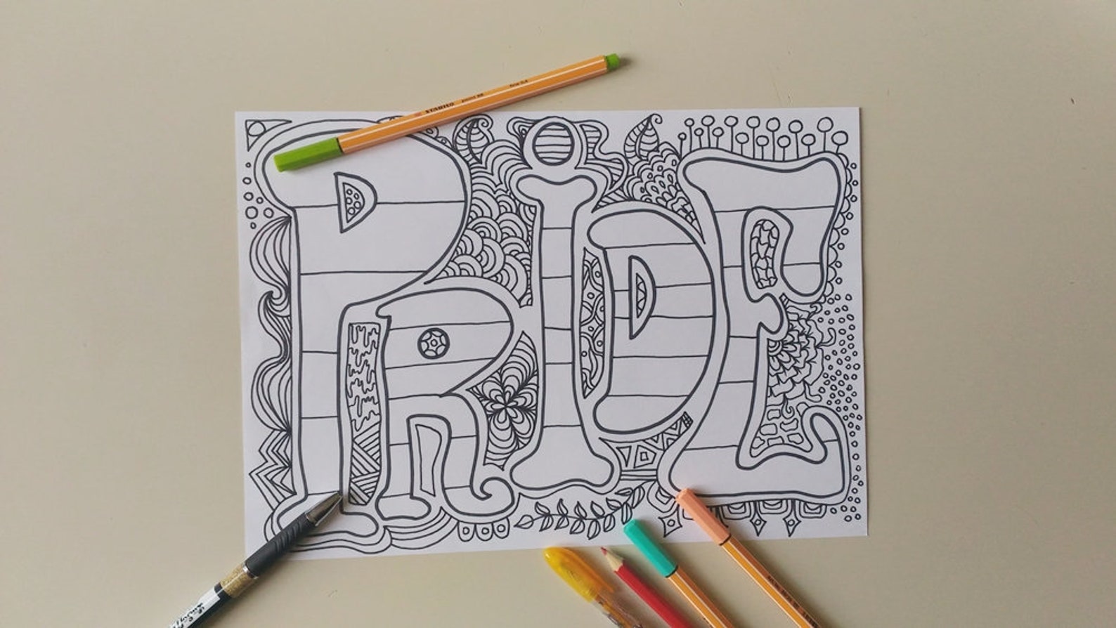 Pride Coloring Page Printable Gay Lgbt Lgbtq Lesbian LGBTQIA - Etsy