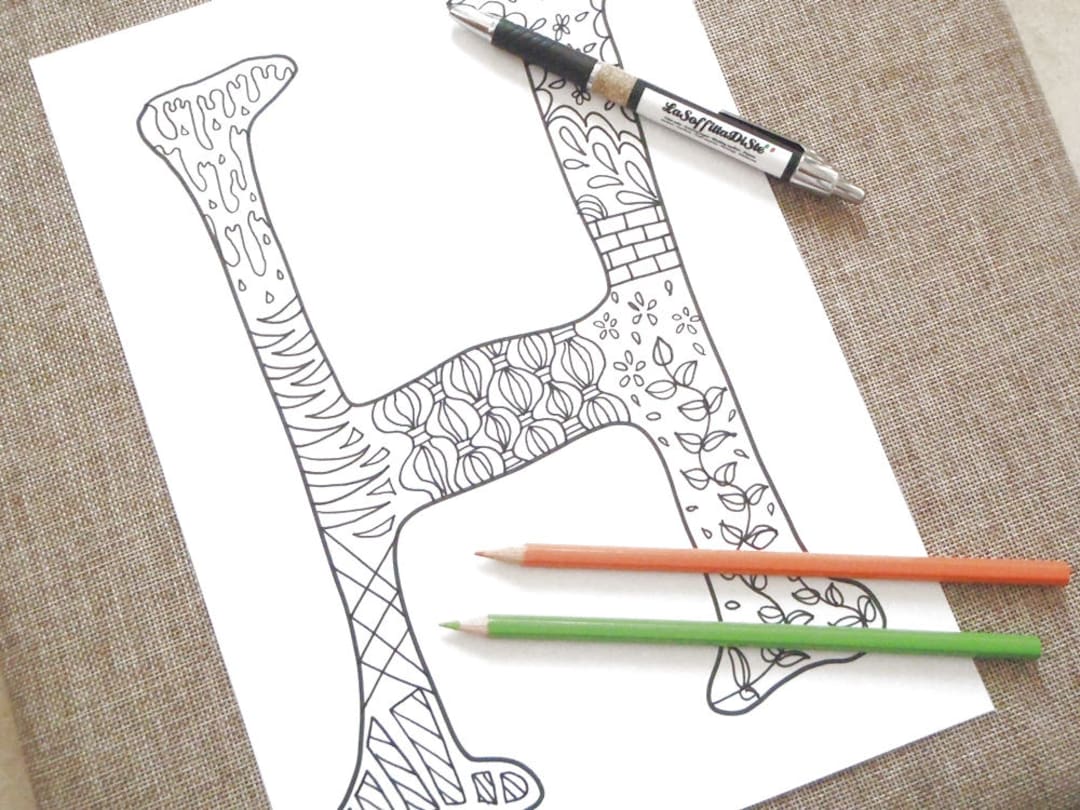 H Letter Colouring Alphabet Printable Kids a Adult Coloring Book ...