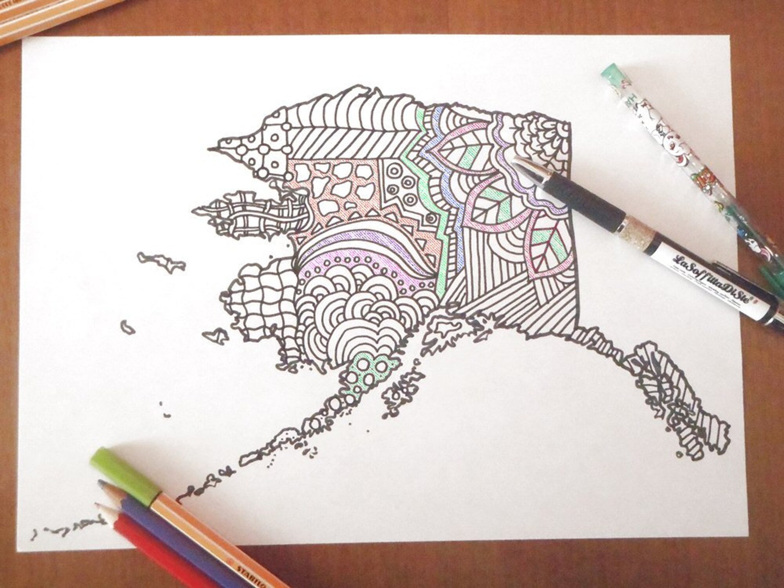 Printable Alaska Map Kids Adult Coloring Instant Download | Etsy
