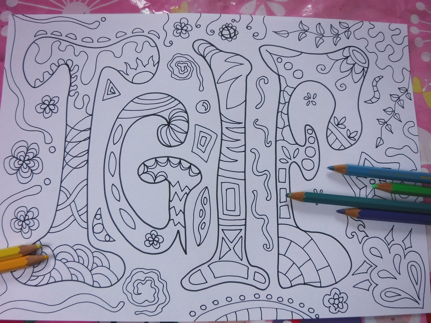 Tgif Adult Coloring Book Page Download Thanks God It S Friday - Etsy