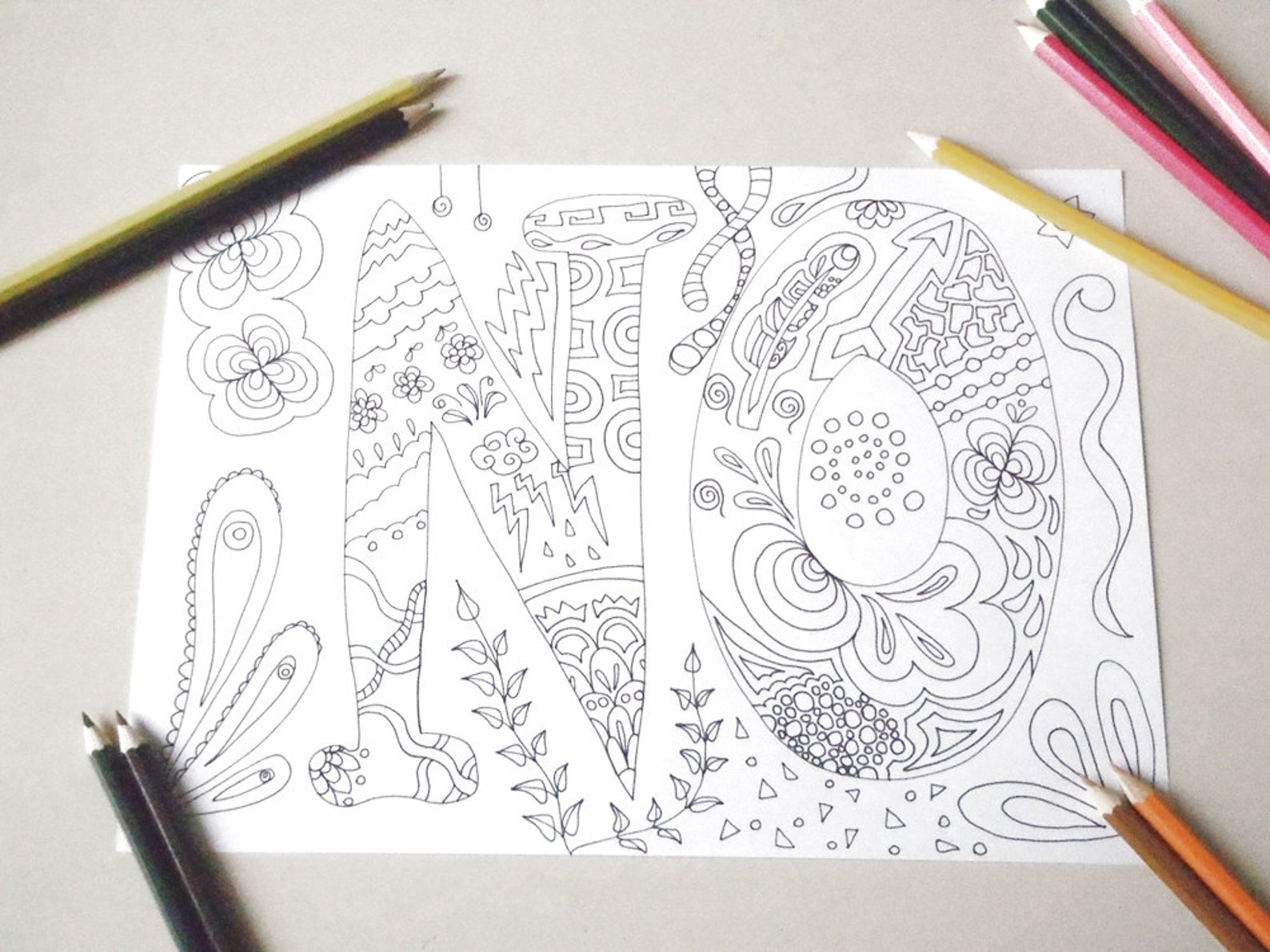 No on Kids Adult Coloring Book Page Instant Download School | Etsy