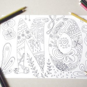 No on Kids Adult Coloring Book Page Instant Download School Meditation ...