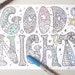 Goodnight Coloring Book Page Kids Good Night Insomnia Therapy Adults ...