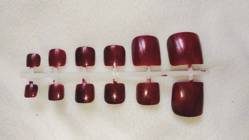 Dark Red Toe Nails Fake Toenails Bordeaux Blood - Etsy