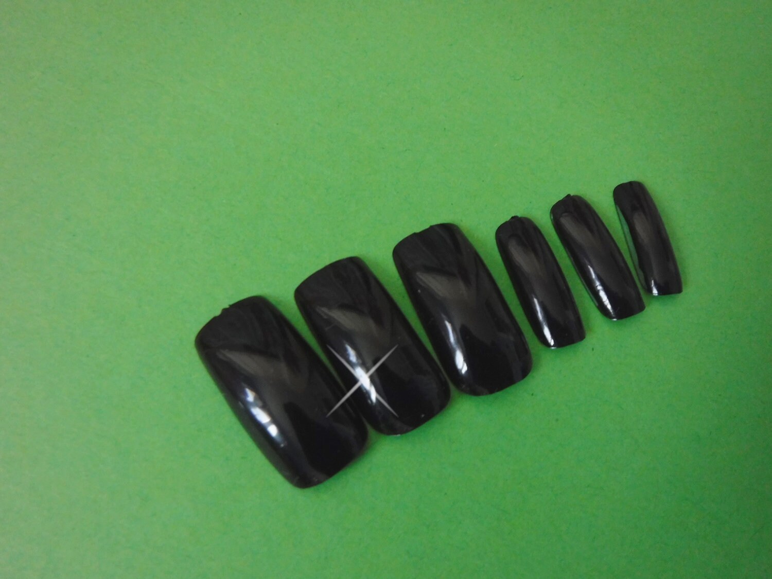 Set fake nails black glossy matte burlesque false | Etsy