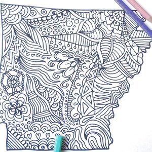 DOWNLOAD Arkansas Coloring Tourist Map Kids Adult Coloring Travel Map ...