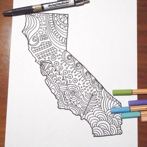 California Coloring Map Usa America Book Planner Journal Kids Adults ...