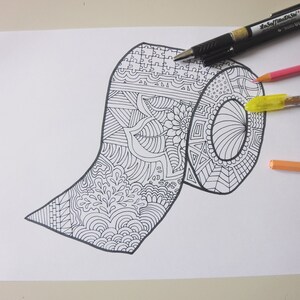 Toilet Paper Coloring Printable Page Digital Art Colouring - Etsy
