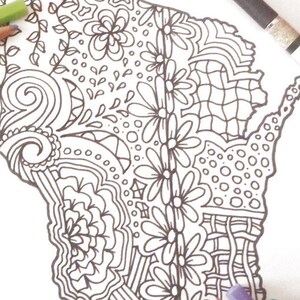 State of Wisconsin Instant DOWNLOAD Doodle Colouring Map Kids Adult ...