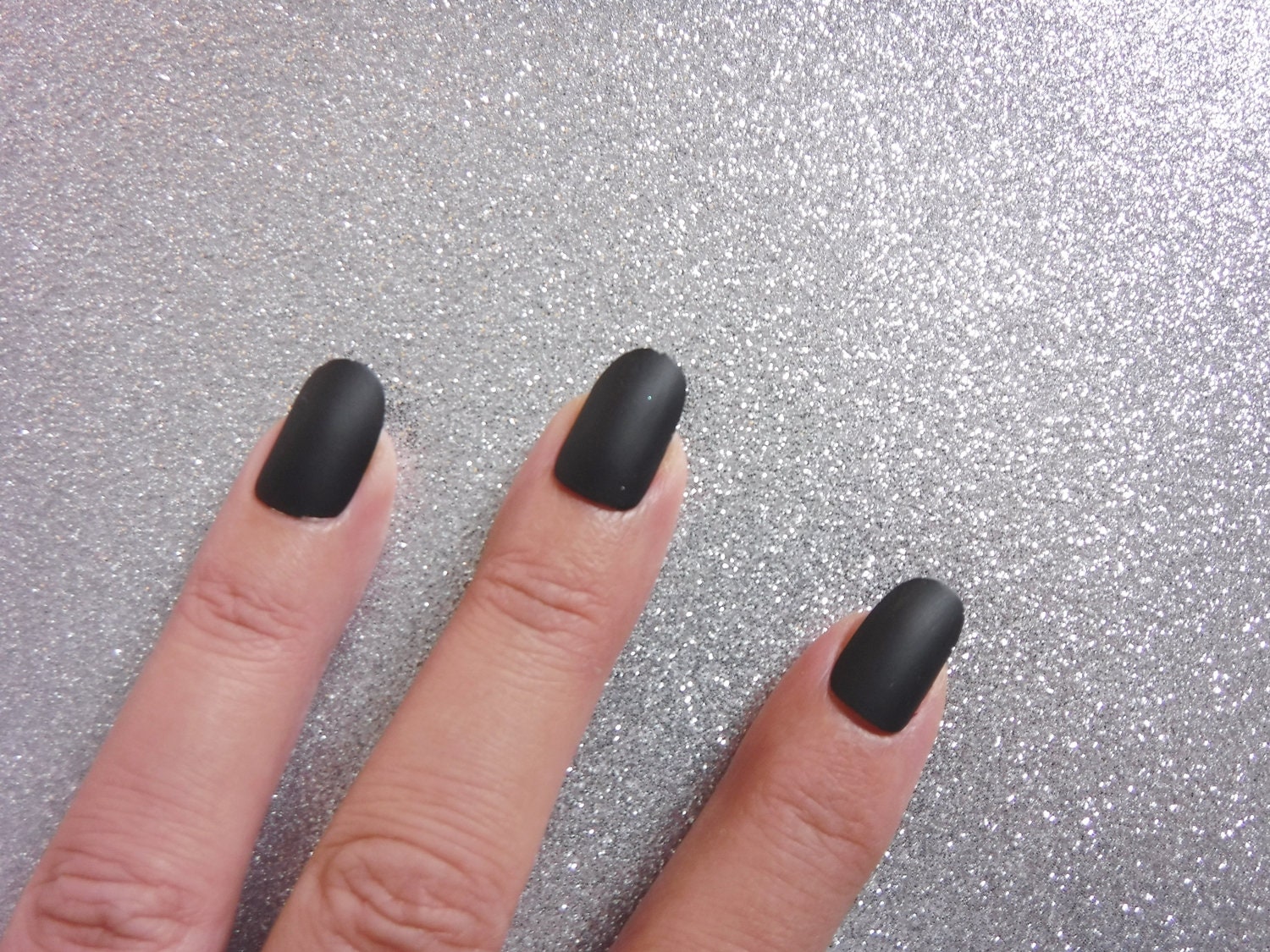 20 Solid Black Matte False Nails Fake Nails Tips Full Cover | Etsy