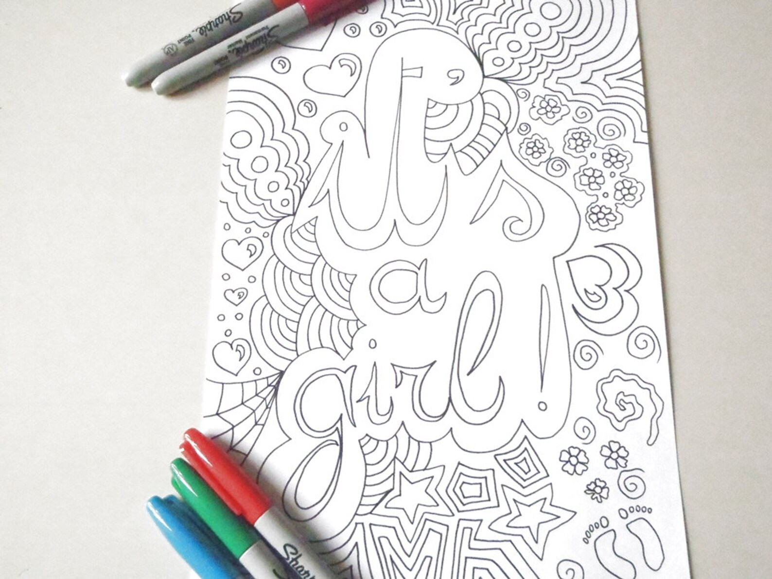 DOWNLOAD Coloring It's a Girl Gender Reveal Party | Etsy