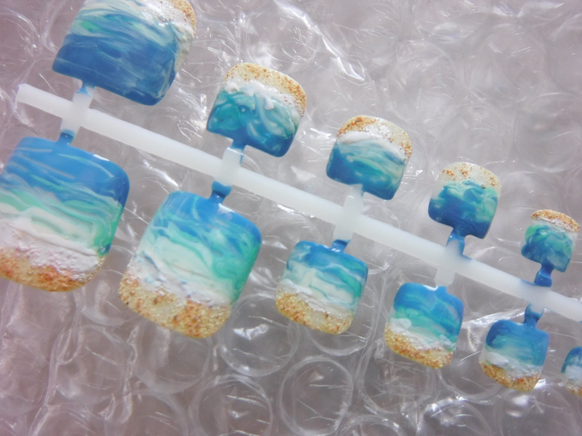 Sea Beach False Toe Nails Summer Fake Toenails | Etsy