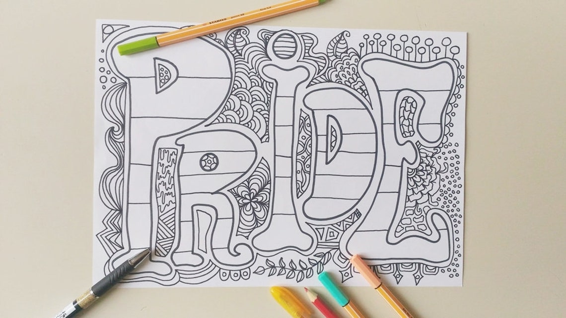 Pride coloring page printable gay lgbt lgbtq lesbian | Etsy