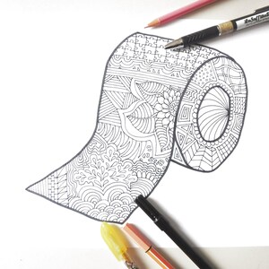 Toilet Paper Coloring Printable Page Digital Art Colouring - Etsy