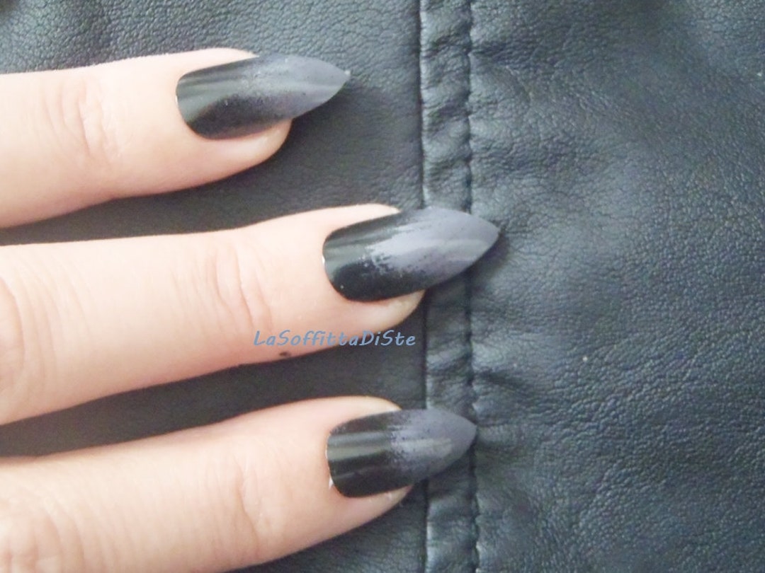 Black and Grey Gothic False Nails Gradient Gray Black Nails - Etsy