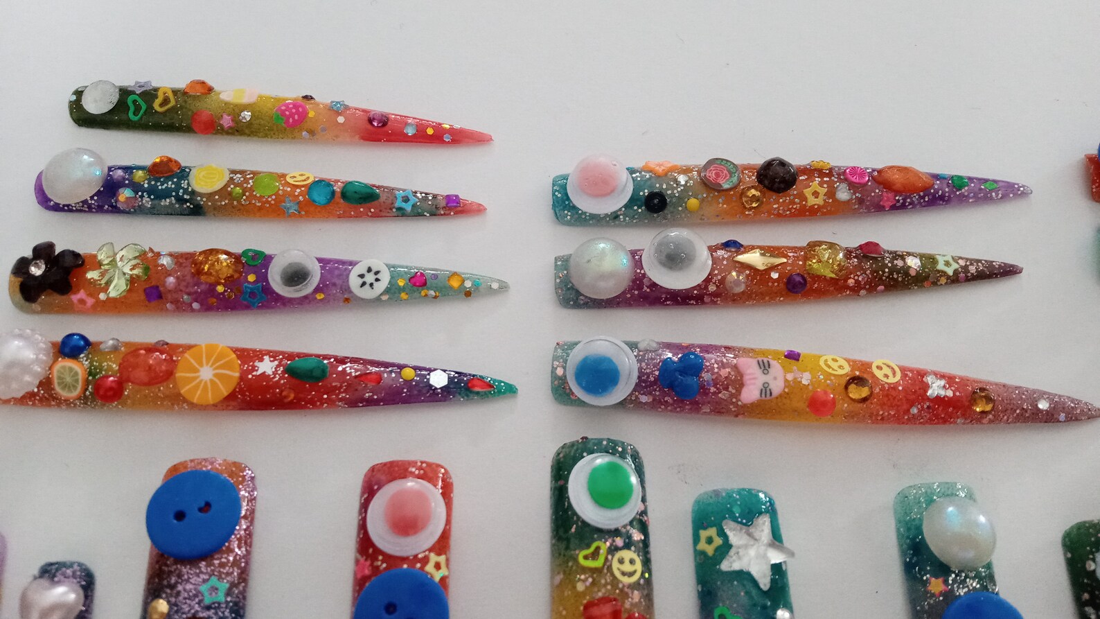Rainbow Drag Queen Fake Nails Stick on Extreme Reusable Claws - Etsy
