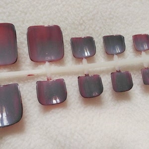 Dark Red Toe Nails Fake Toenails Bordeaux Blood - Etsy
