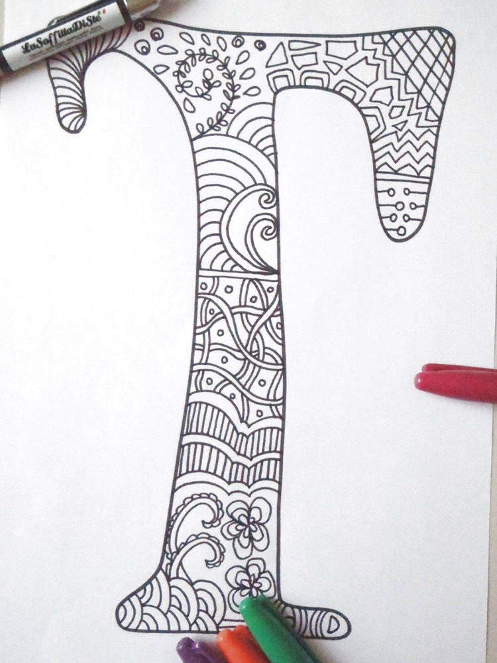 Lettera da colorare T adulti bambini alfabeto lettere iniziale | Etsy