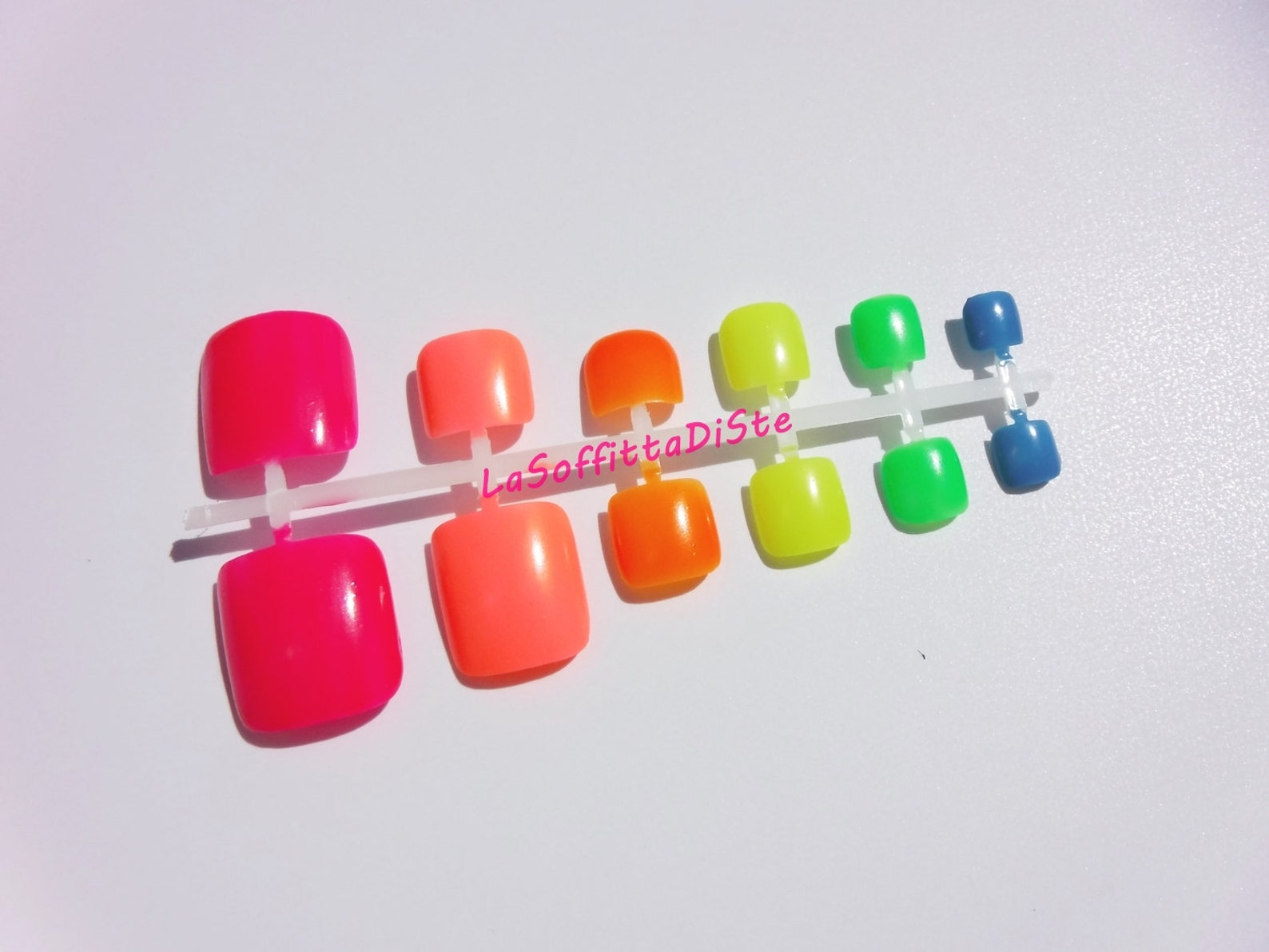 Neon colors toe 24 false toe nails press on toenail | Etsy
