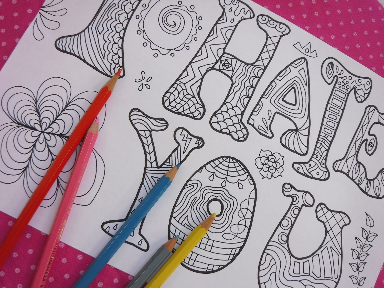 I Hate You Adult Coloring Book Page Ex Boyfirend Divorce - Etsy Singapore