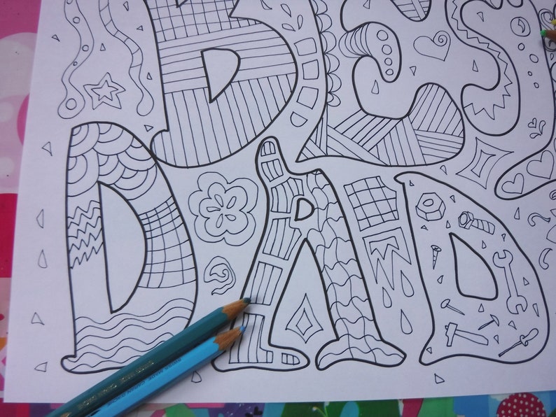 Best dad colouring card father's day daddy | Etsy