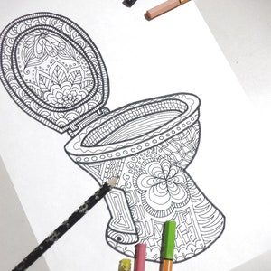 Coloring Wc Printable Page Digital Art Colouring - Etsy