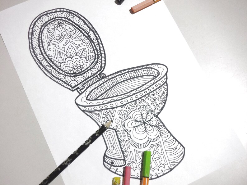 Coloring Wc Printable Page Digital Art Colouring - Etsy