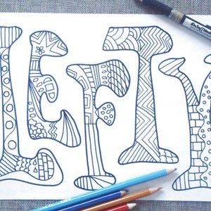 Lefty Colouring Page Left Handed Left Hander Hand Zentangle Diy ...