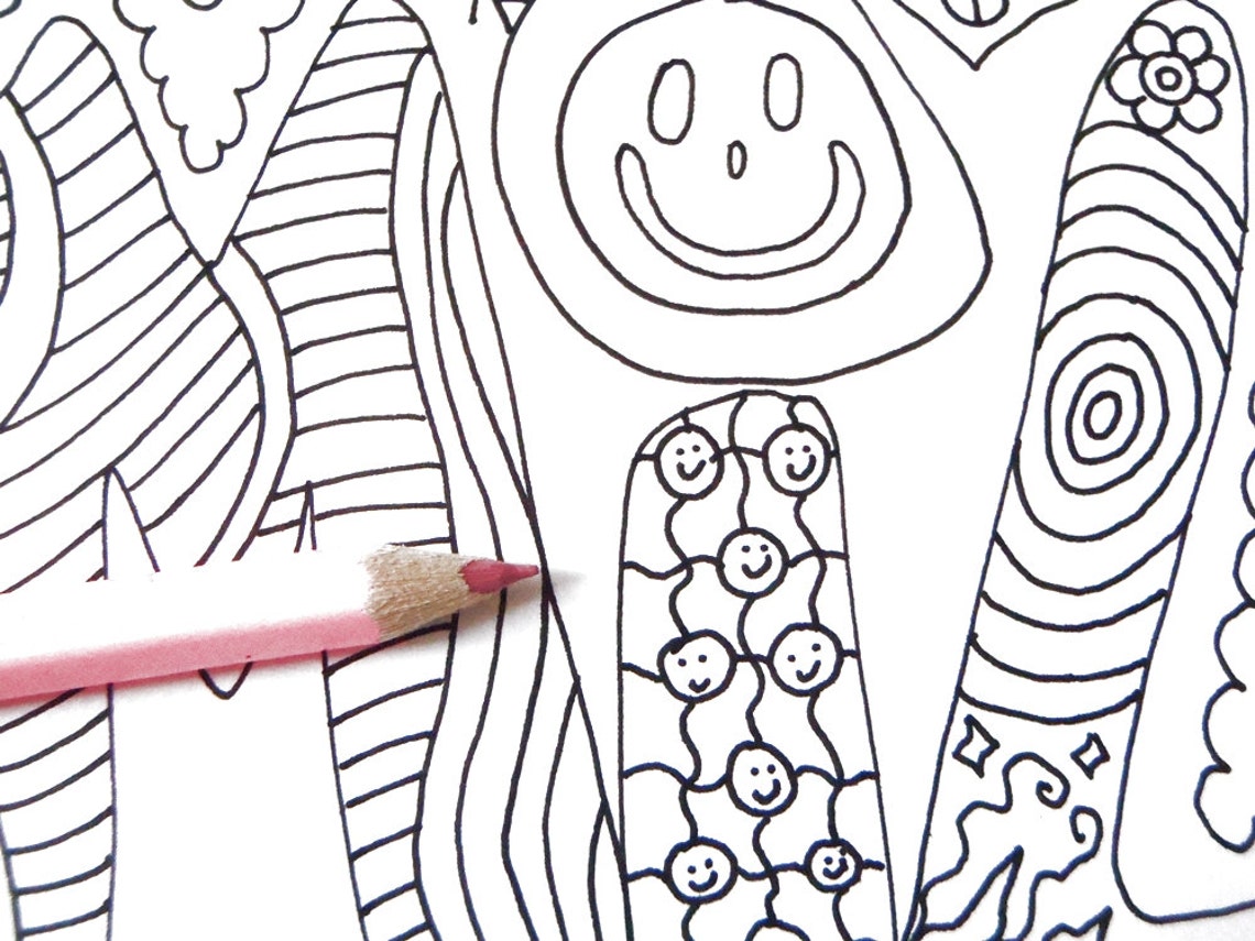 Smile adult coloring book kids page | Etsy