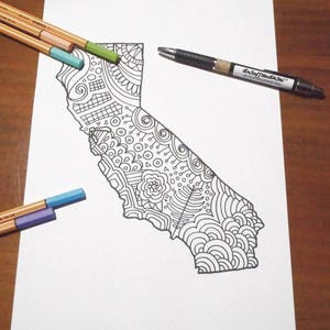 California Coloring Map Usa America Book Planner Journal Kids Adults ...