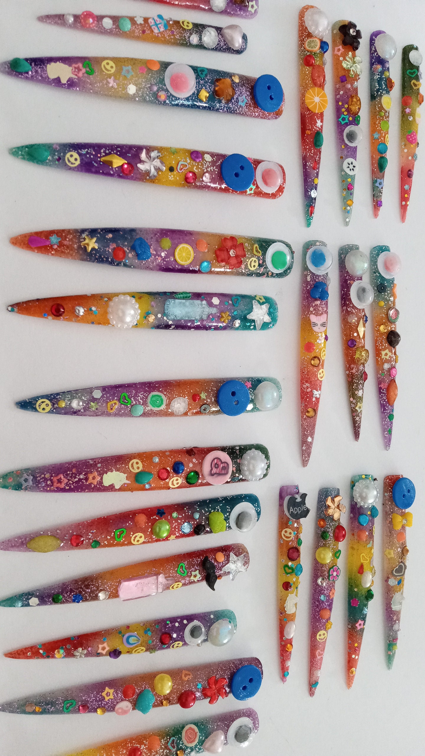 Rainbow Drag Queen Fake Nails Stick on Extreme Reusable Claws - Etsy