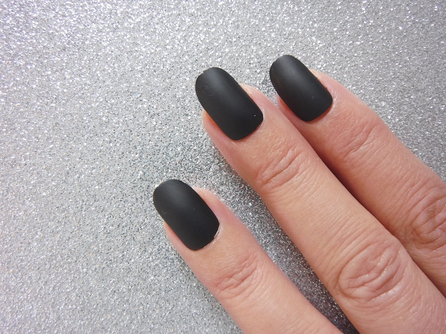 20 Solid Black Matte False Nails Fake Nails Tips Full Cover - Etsy