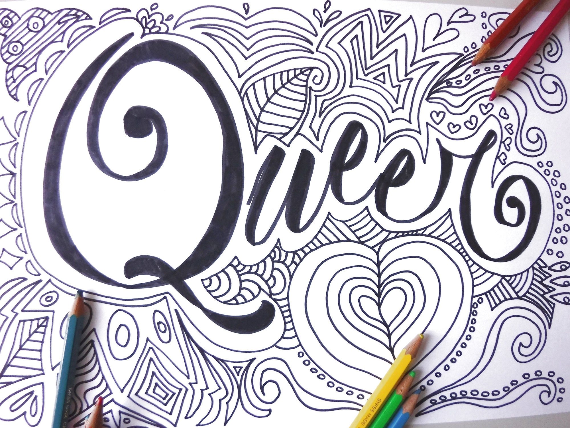 Queer coloring page printable gay lgbt lgbtq lesbian | Etsy