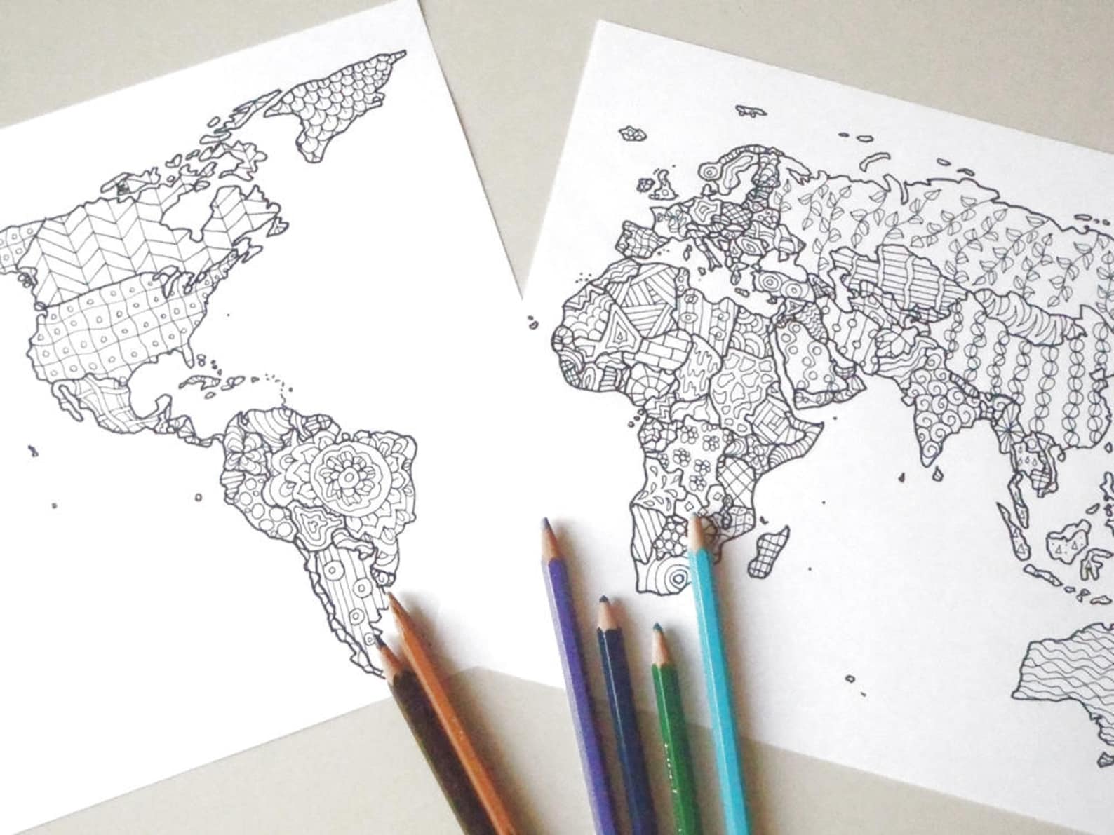 Coloring Map World Colouring Template Etsy Sales - Etsy