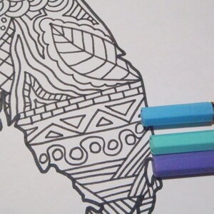 Florida Coloring Map Usa America Zentangle Book Planner Journal Kids ...