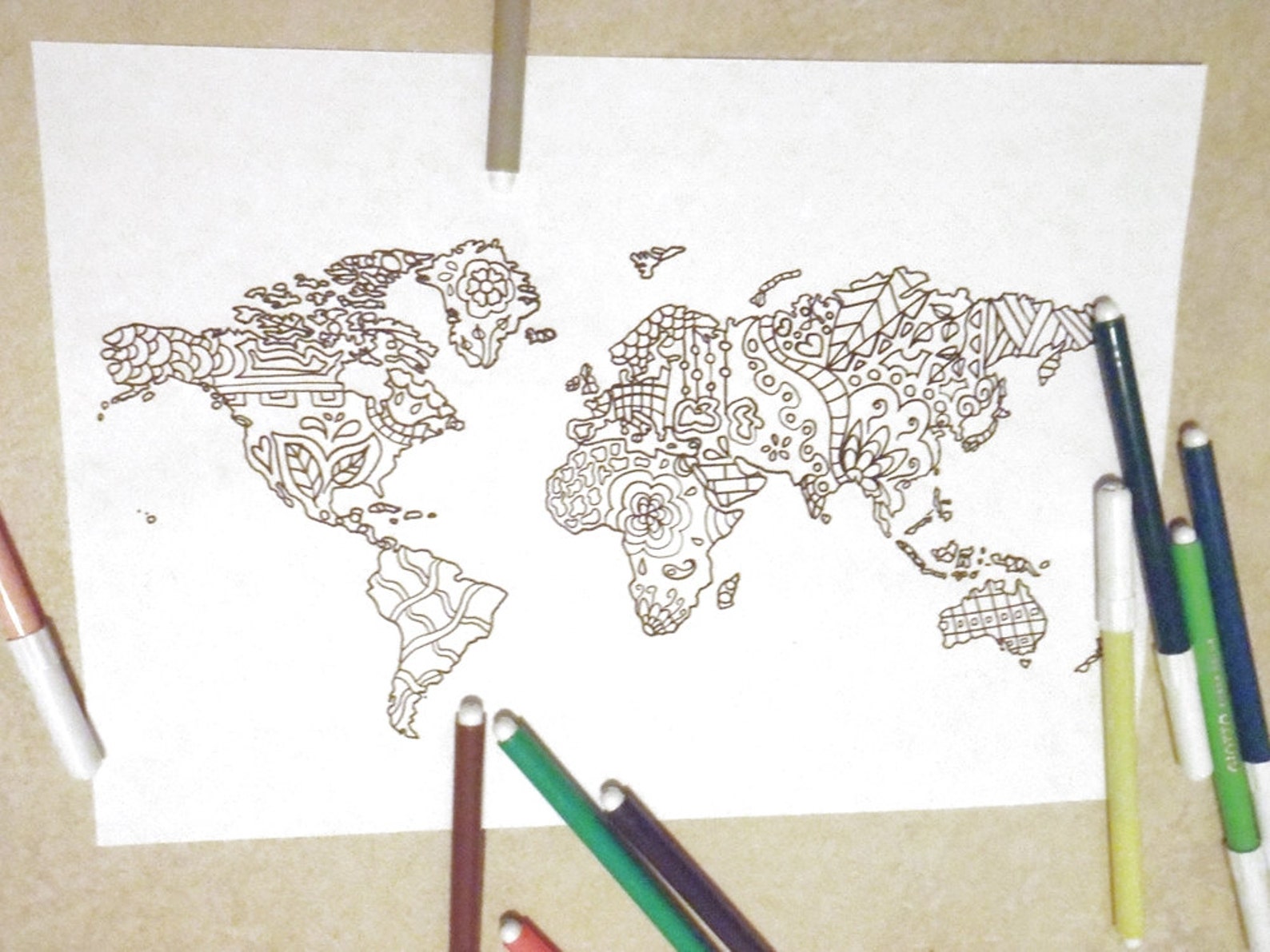 World Travel Map Kids Adult Coloring Book Page Instant - Etsy