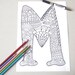 Monogram M to Colour Coloring Page Alphabet M Kids Adult Lettering ...