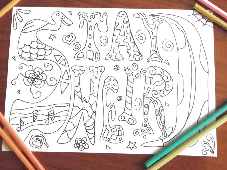 Stay weird adult coloring unique freak instant download | Etsy